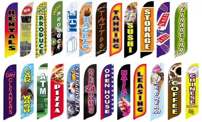 Outdoor Advertising Blade Flags - Sandy's Upholstery and Flags